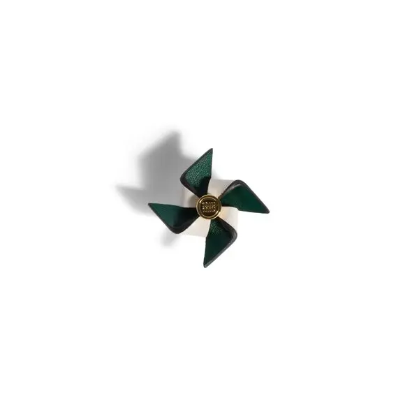 Miu Miu Leather Pinwheel Brooch - Billiard Green / White
