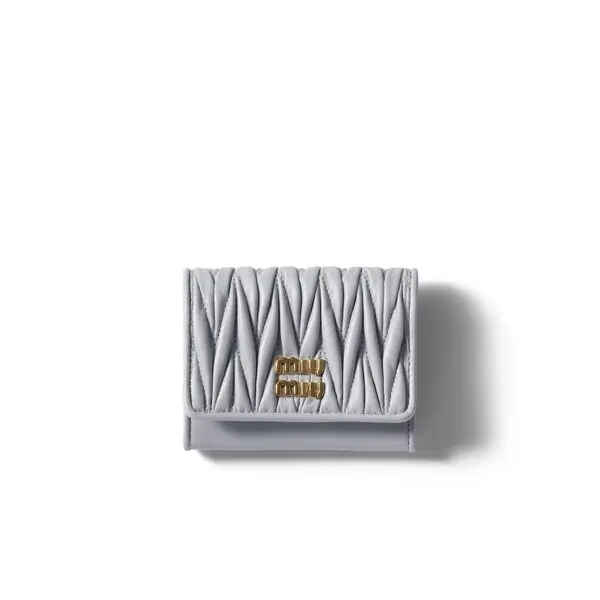 Miu Miu Matelassé Nappa Leather Card Holder - Pearl Gray