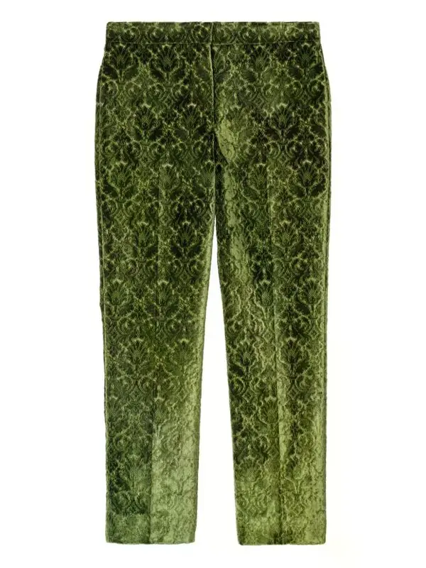 Burberry Damask-pattern Velvet Trousers - Green