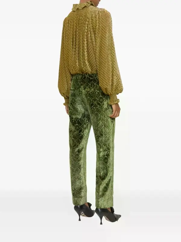 Burberry Damask-pattern Velvet Trousers - Green