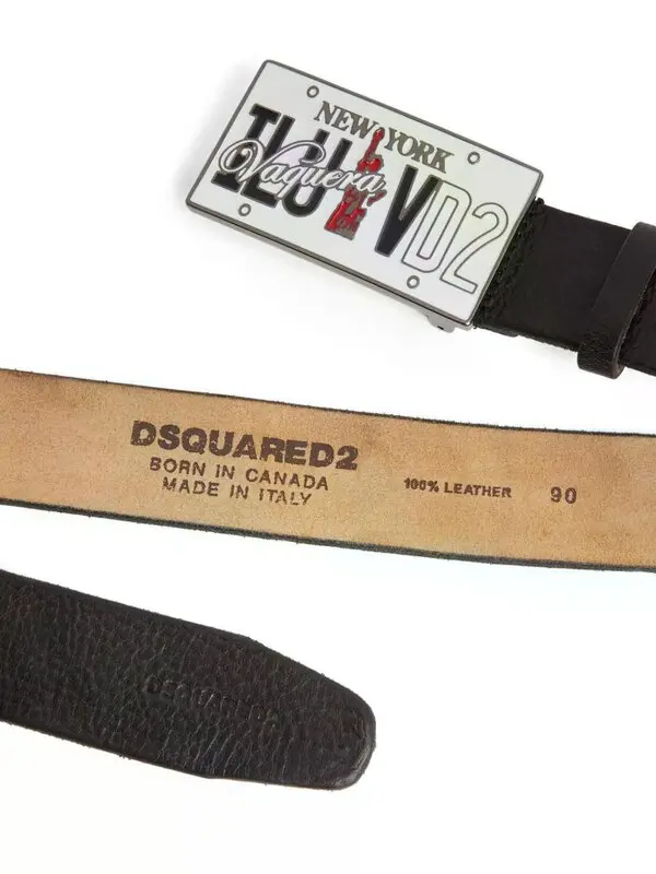 Dsquared2 Leather Belt With Logo Buckle