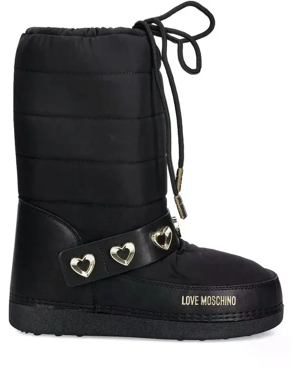 Moschino Quilted Boots With Heart Embellishments