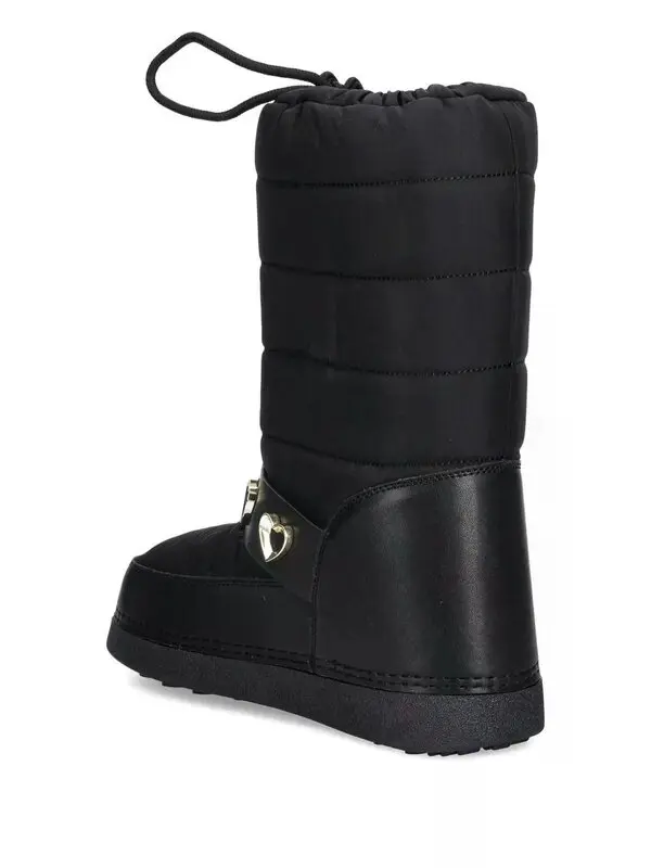 Moschino Quilted Boots With Heart Embellishments