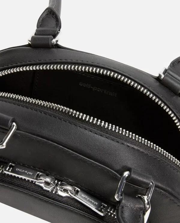 SELF-PORTRAIT Leather Handheld Bag - Black