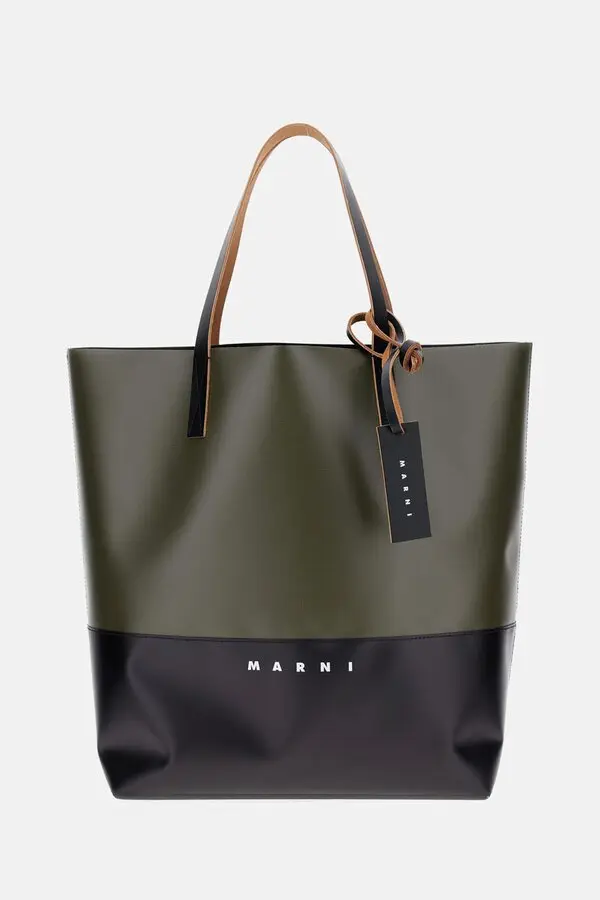Marni Tribeca Embossed Faux Leather Tote - Green