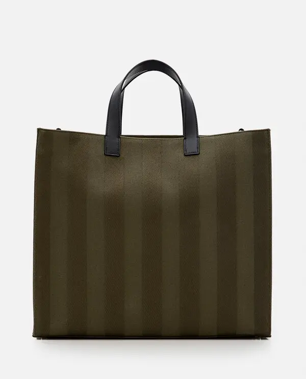 Fendi Striped Canvas Shopper Bag