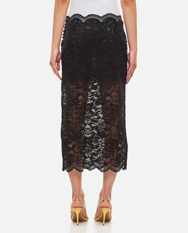Rabanne Midi Lace Skirt - Black
