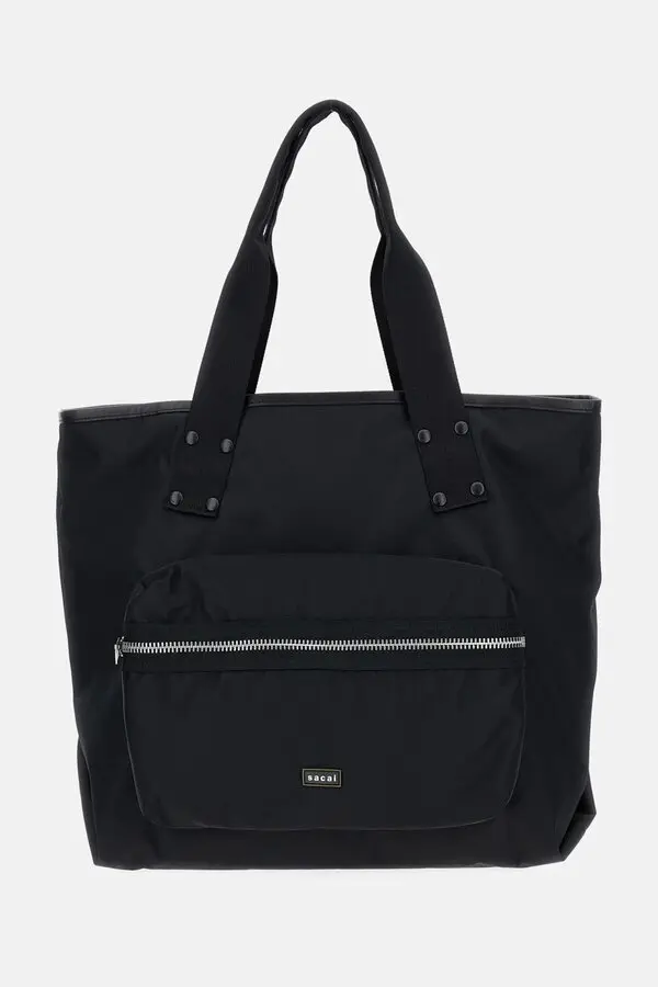 Sacai Large Tote Bag With Pocket - Black