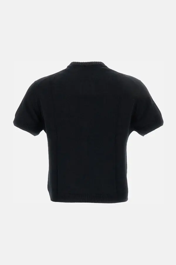 BARRIE Knit Top With Rhinestone Brooch - Nero
