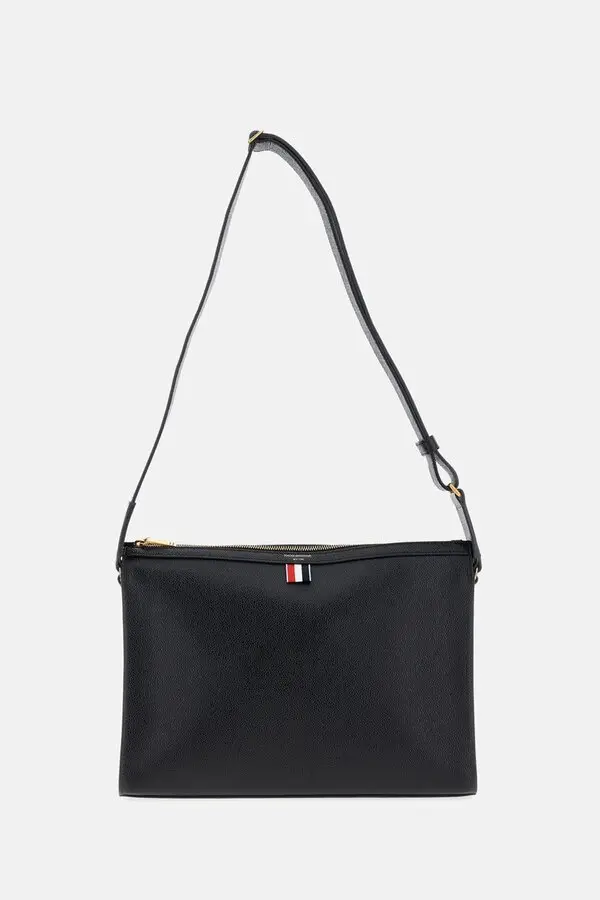 Thom Browne Grained Leather Document Bag - Black