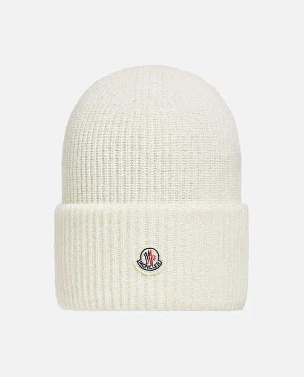 Moncler Ribbed Wool Cap - White