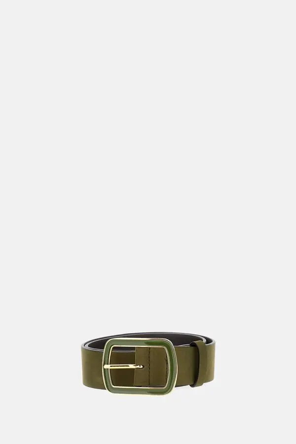 BAX LAB Patent Leather Belt With Gold Buckle - Green