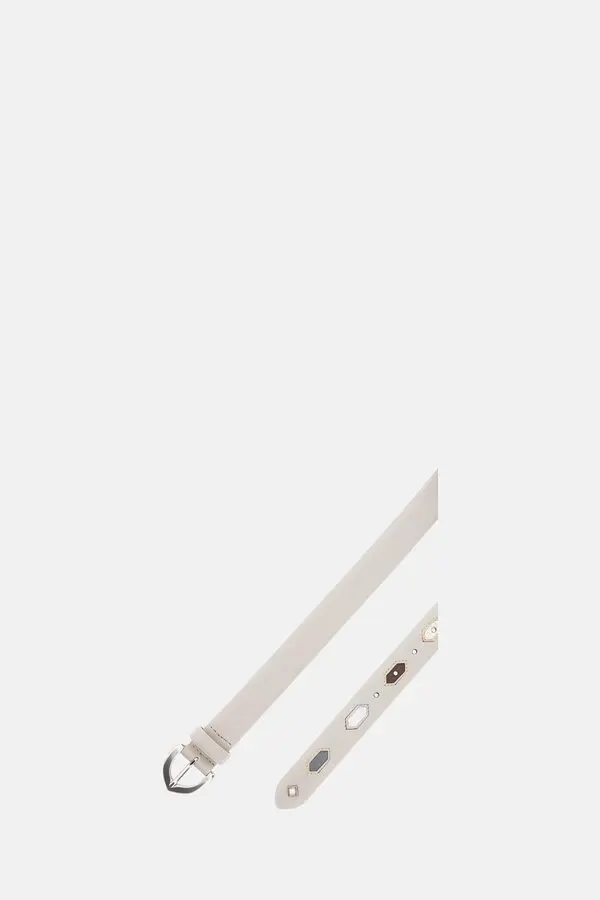 BAX LAB Leather Belt With Silver Buckle - Bianco