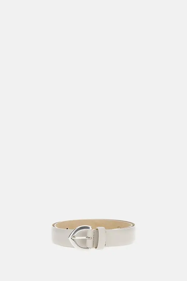 BAX LAB Leather Belt With Silver Buckle - White