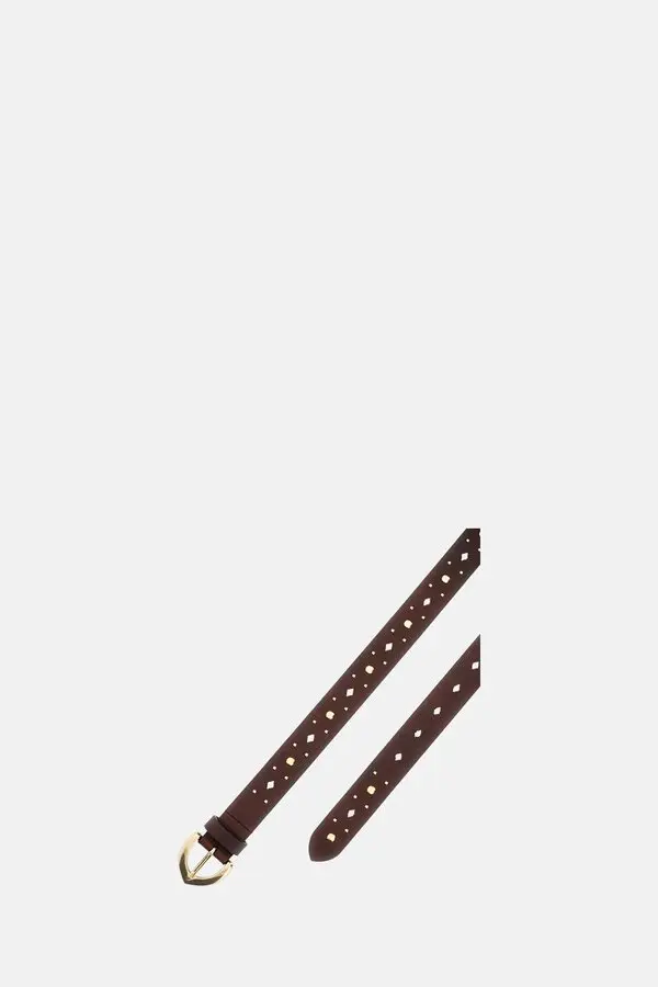 BAX LAB Leather Belt With Antique Effect Buckle - Marrone
