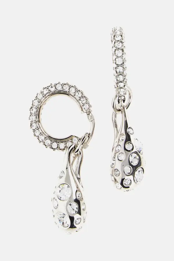 Marni Crystal Embellished Brass Earrings - Argento