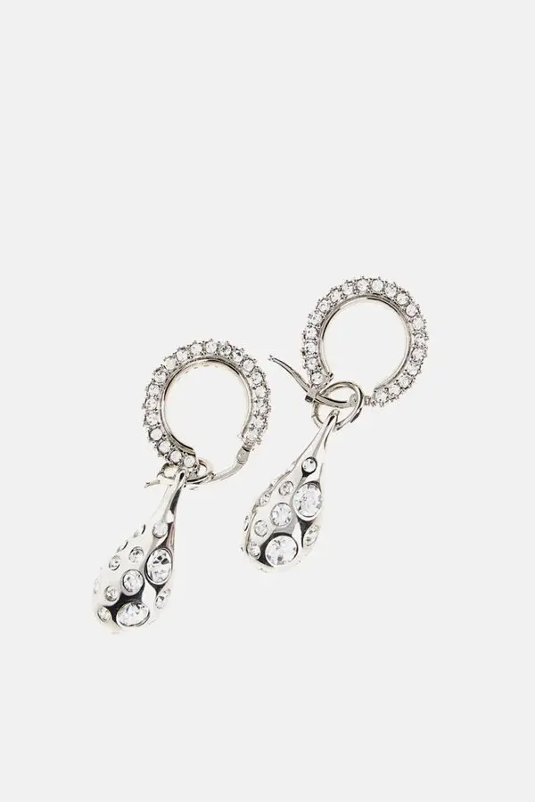 Marni Crystal Embellished Brass Earrings - Argento