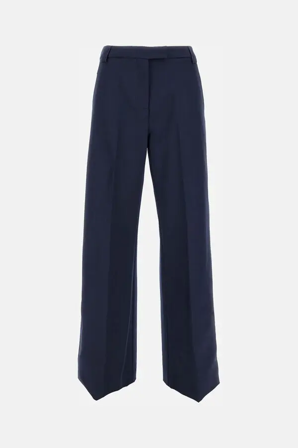 THELATEST Wool Blend Straight Leg Trousers - Blue