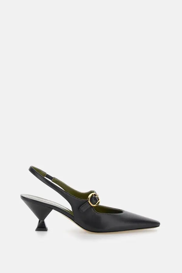 MARIA LUCA Natalia Heeled Slingbacks - Nero