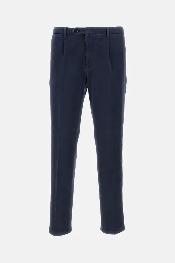 BRIGLIA 1949 Tailored Cotton Trousers - Blue