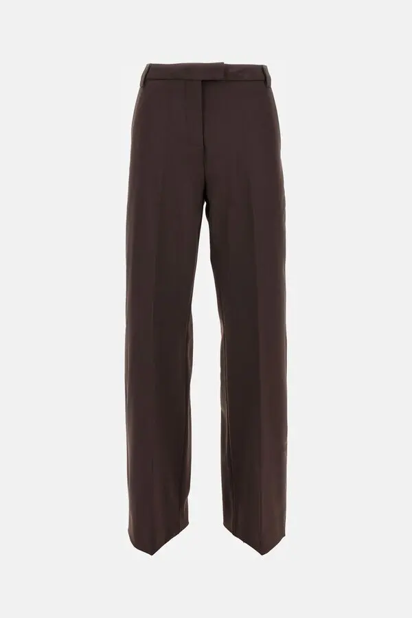 THELATEST Wool Blend Straight Leg Trousers - Brown