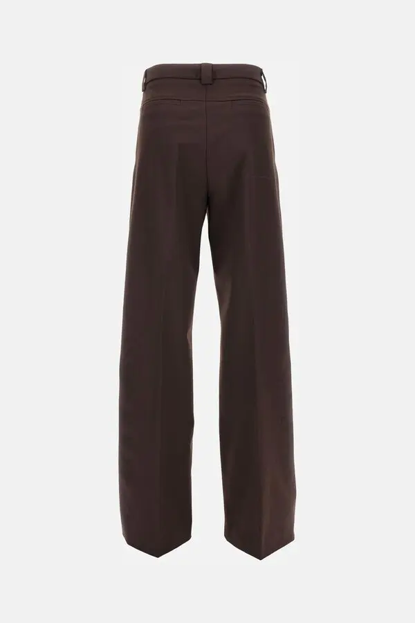 THELATEST Wool Blend Straight Leg Trousers - Brown