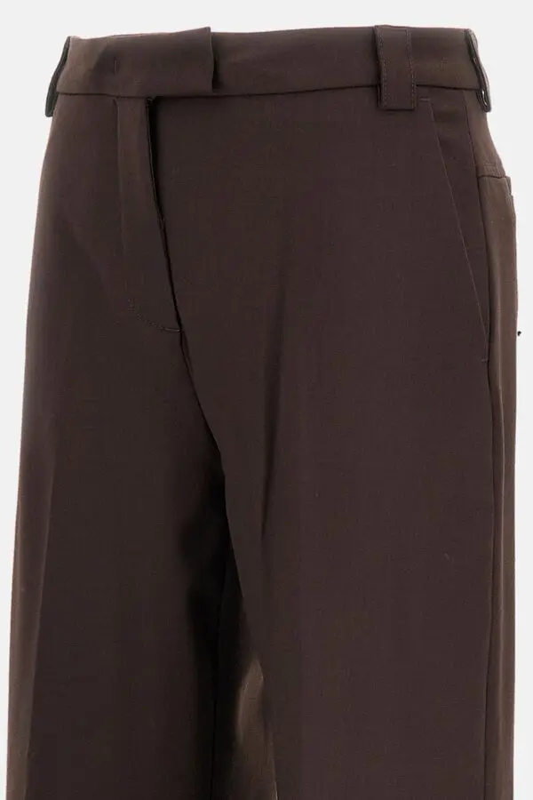 THELATEST Wool Blend Straight Leg Trousers - Brown