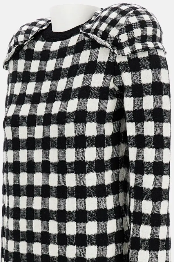 Comme Des Garçons Wool Check Padded Shoulder Sweater