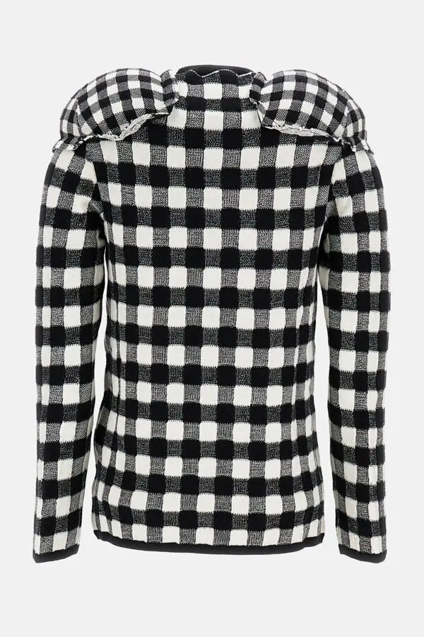 Comme Des Garçons Wool Check Padded Shoulder Sweater