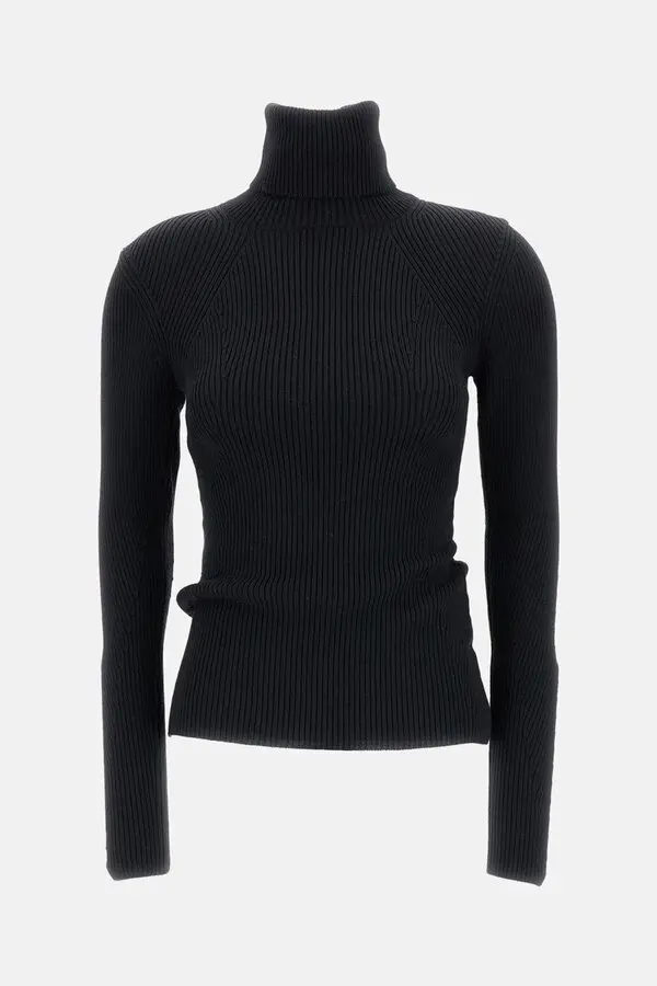 Junya Watanabe Maglia Dolcevita A Costine - Nero