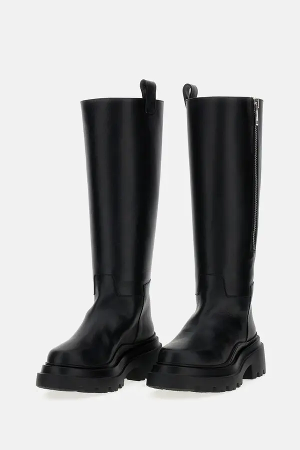 Plan C Knee-high Boots With Zipper - Nero