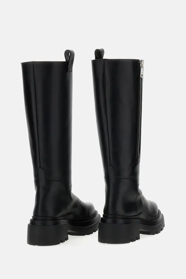 Plan C Knee-high Boots With Zipper - Nero