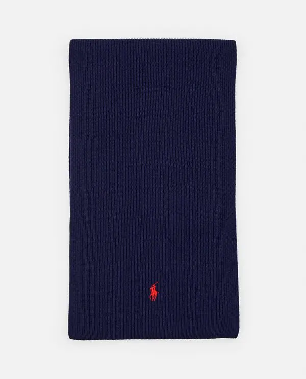 Polo Ralph Lauren Wool Scarf With Pony Logo - Blue