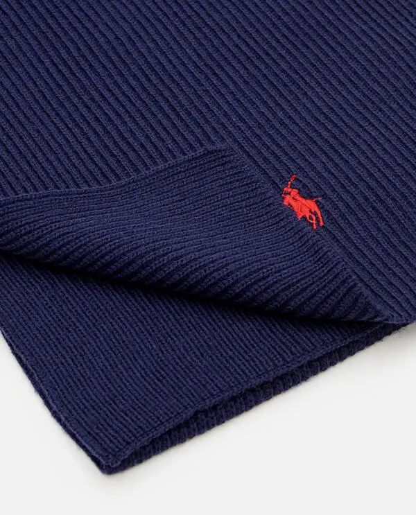 Polo Ralph Lauren Wool Scarf With Pony Logo - Blue