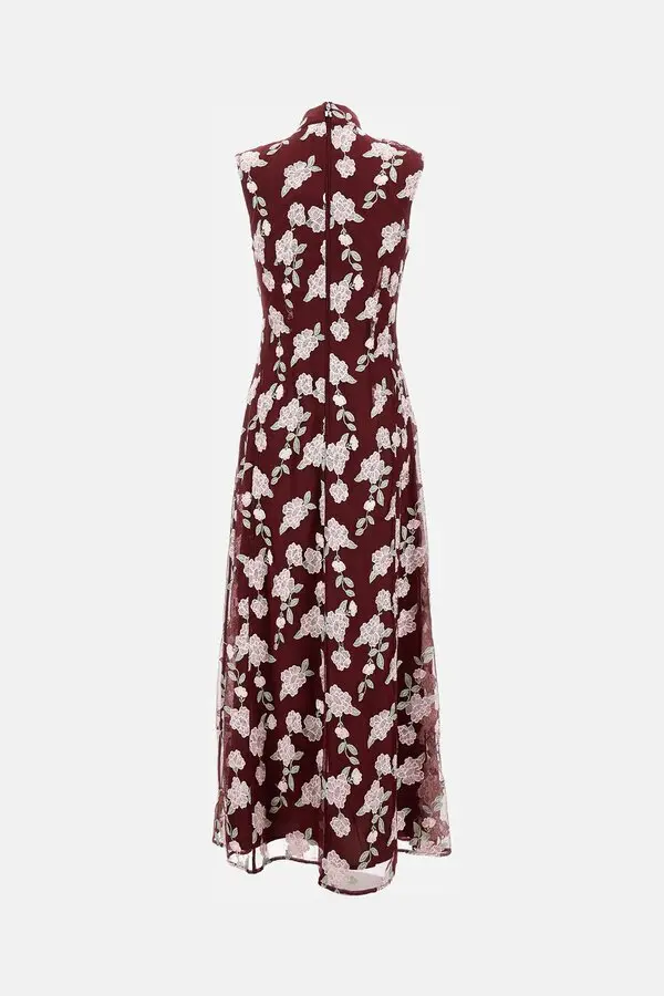 Rotate By Birger Christensen Floral Embroidered Mesh Maxi Dress In Red -  40% Off | Editorialist