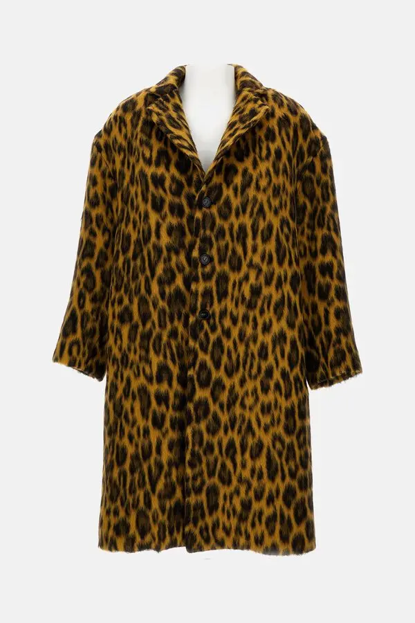 Bottega Veneta Leopard Print Alpaca Coat - Multicolore
