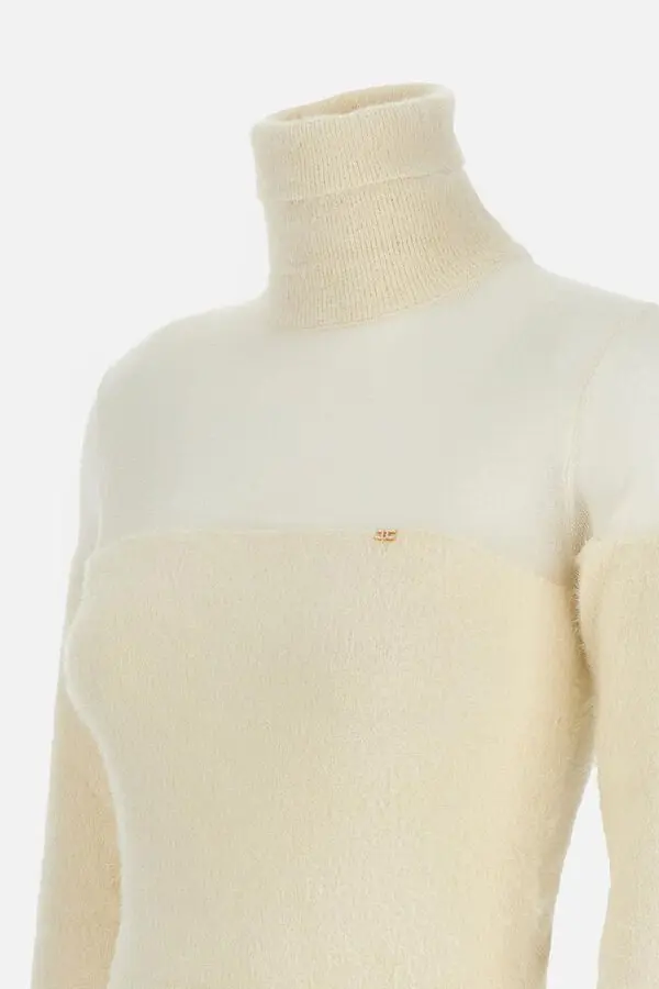 Elisabetta Franchi Turtleneck With Brushed Insert - Multicolor