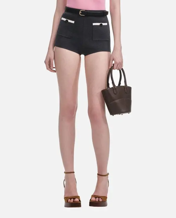 SELF-PORTRAIT Knit Shorts - Grey