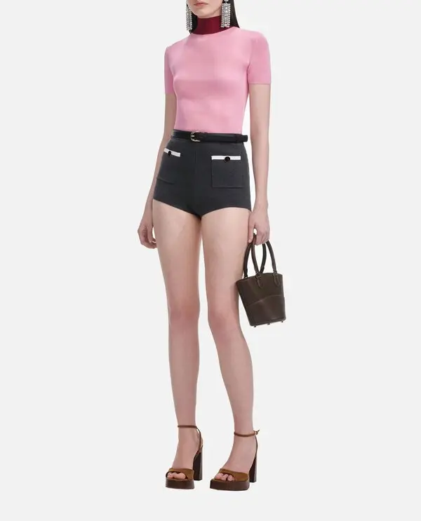 SELF-PORTRAIT Knit Shorts - Grey
