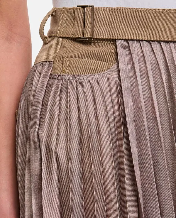Sacai Pleated Skirt With Buckled Belt