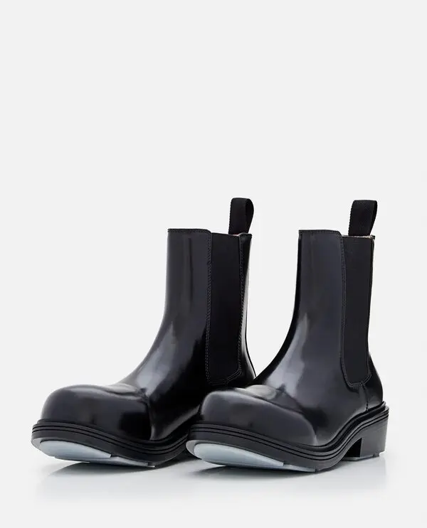 Bottega Veneta Glossy Leather Ankle Boots - Black | Editorialist display picture 1