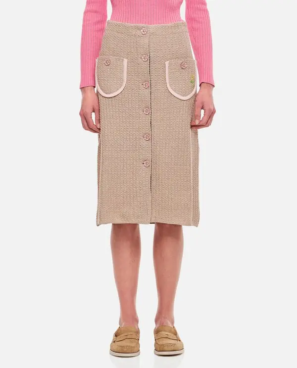 CORMIO Lucia Cotton Midi Skirt - Beige
