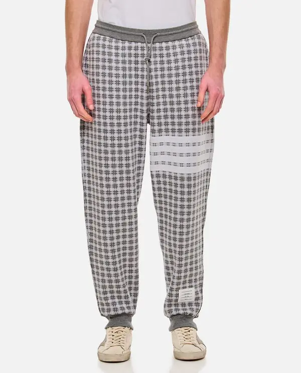 Thom Browne Check Cotton Fleece Pants 4 Lines