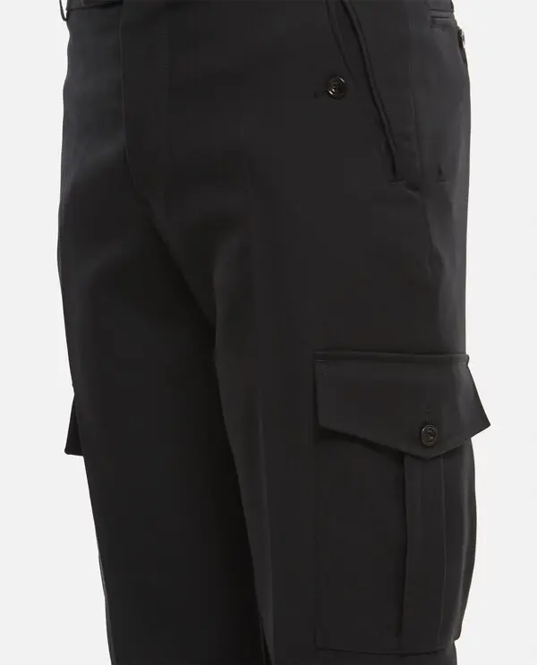 Alexander McQueen Wool Gabardine Straight Leg Trousers