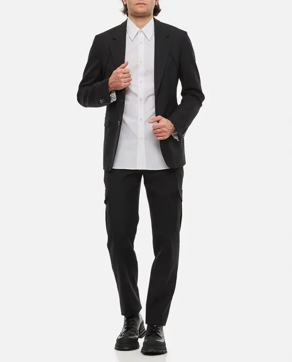 Alexander McQueen Wool Gabardine Straight Leg Trousers
