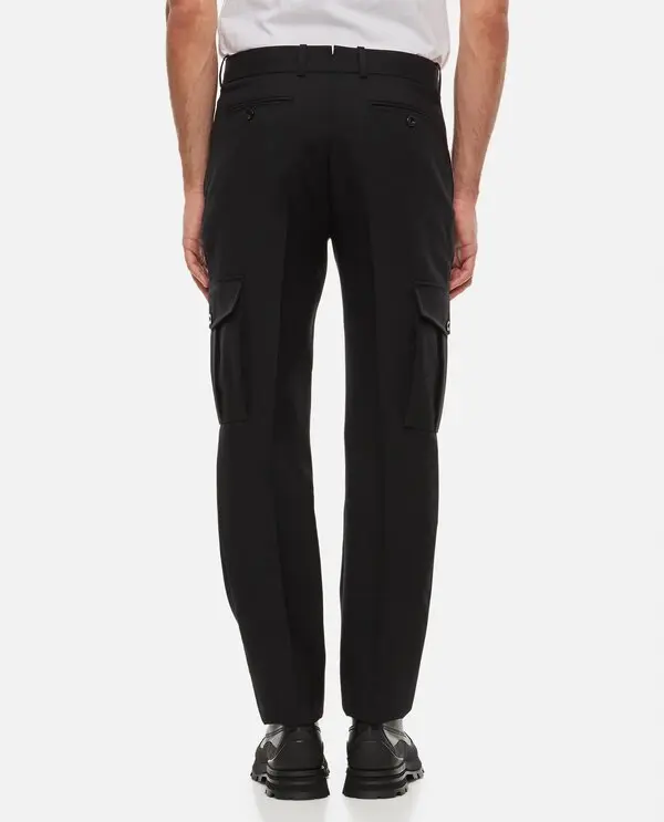 Alexander McQueen Wool Gabardine Straight Leg Trousers