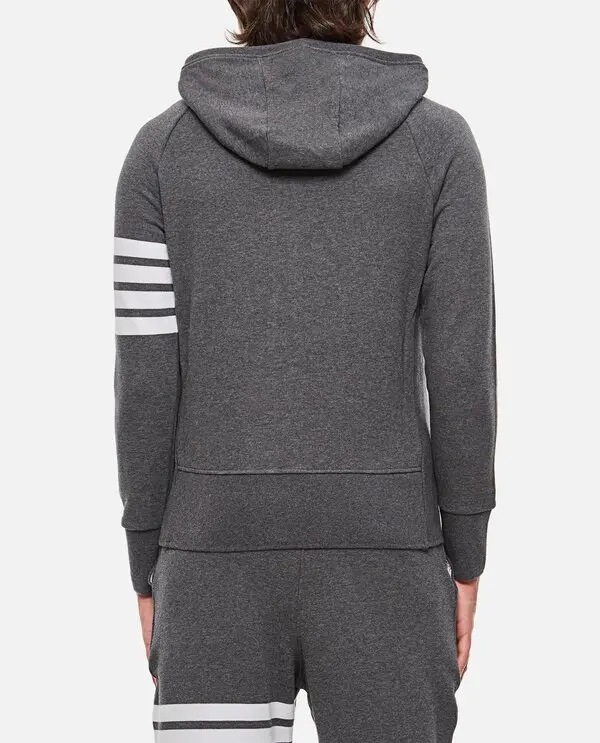 Thom Browne Classic Loopback Full Zip Hoodie With 4-bar Stripes