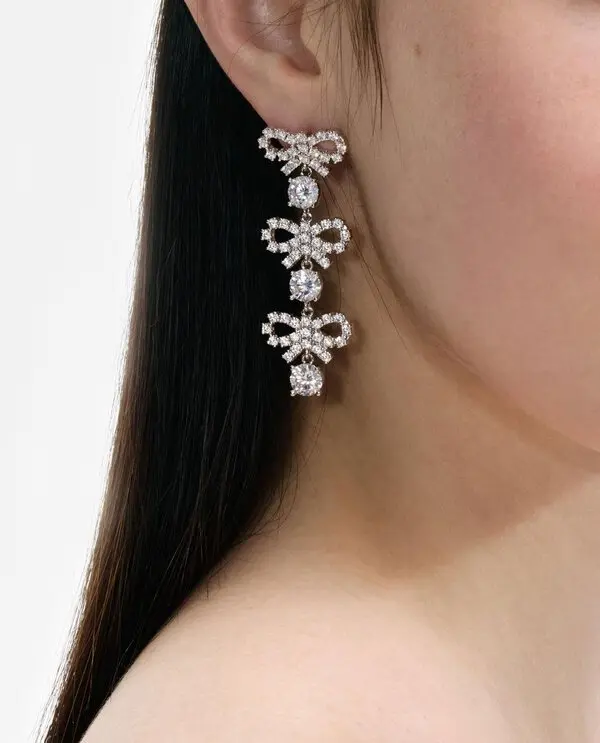 SELF-PORTRAIT Bow Dangle Earrings - Silver