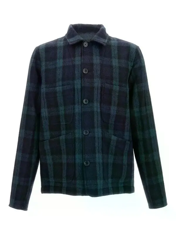 Paul Smith Checked Wool Overshirt - Blue