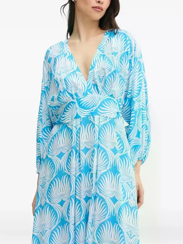 Melissa Odabash Leaf-print Pleated Maxi Dress